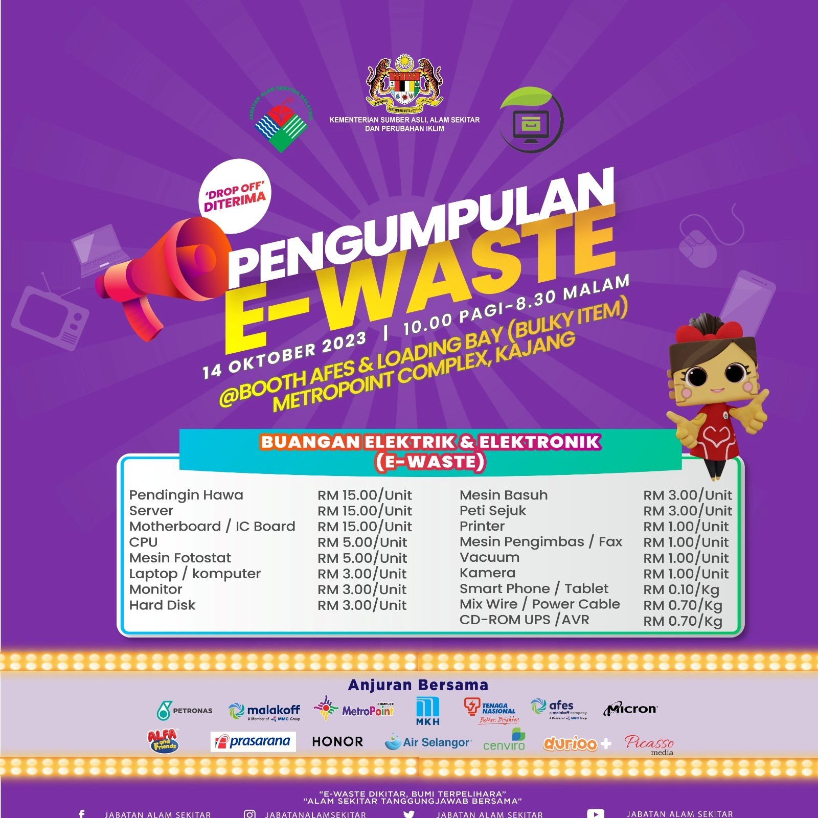 KARNIVAL JOM E-WASTE 14 OCT 2023 – Metro Point Complex